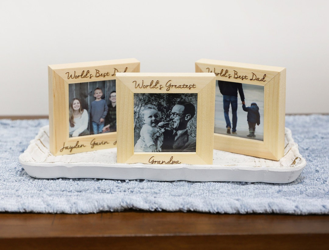Solid Wood Mini Frame, Petite Photo Frames, Personalized Gift Frames, Gift for Him, Dad, Father ...