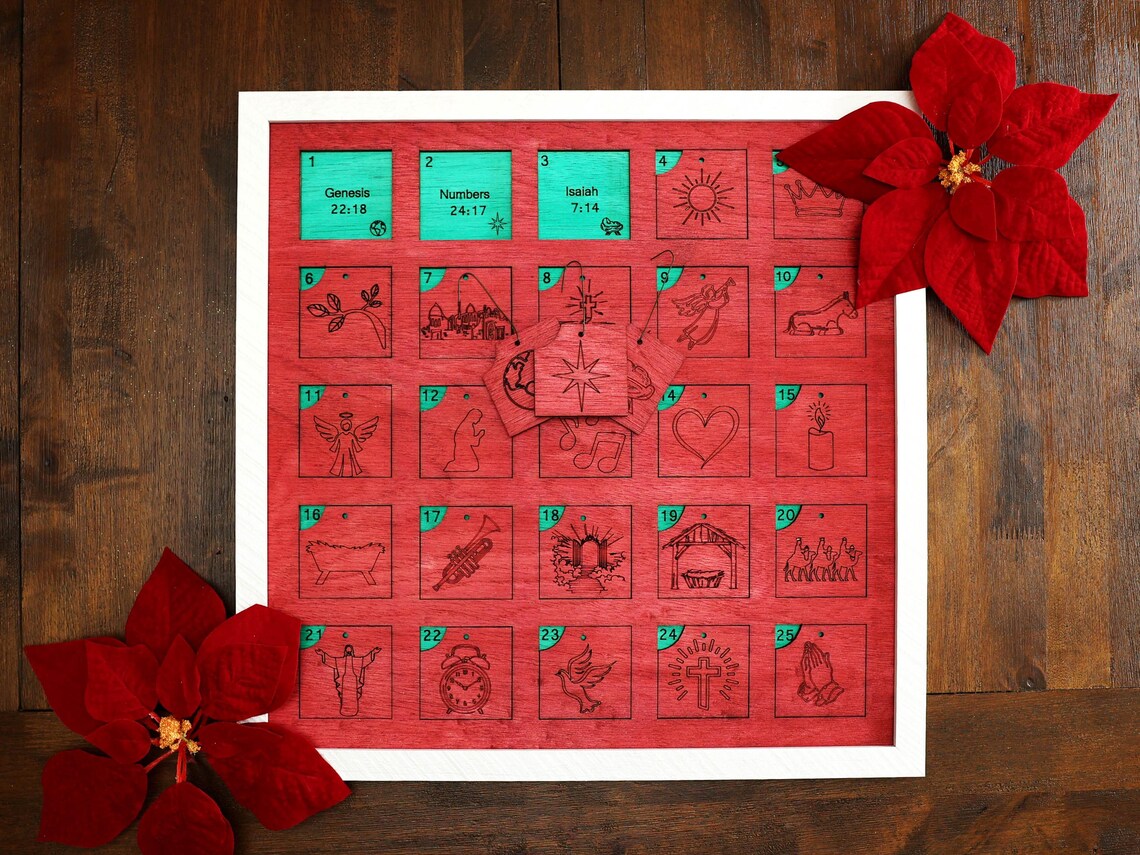 Christian Advent Calendar Bible Verse Ornaments Gift for Family Gift ...