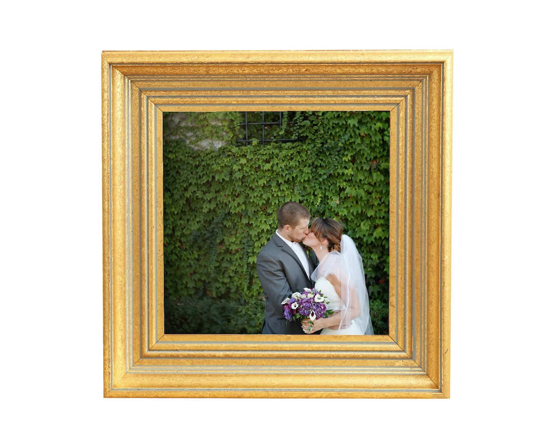 Gold Panel Picture Frame, Gold Leaf Photo Frame With Gray Lines, Custom ...