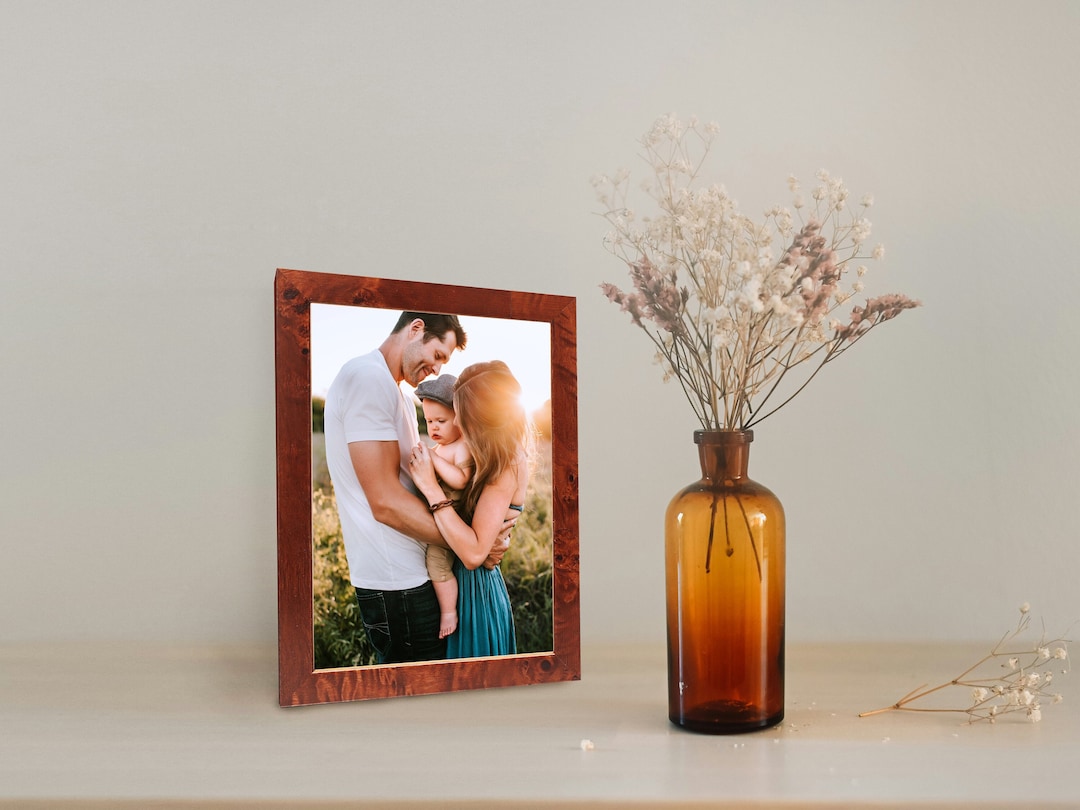 Small Burl Picture Frame, Tiny Burlwood Table Top Frame, Genuine Burl Veneer, High Quality ...