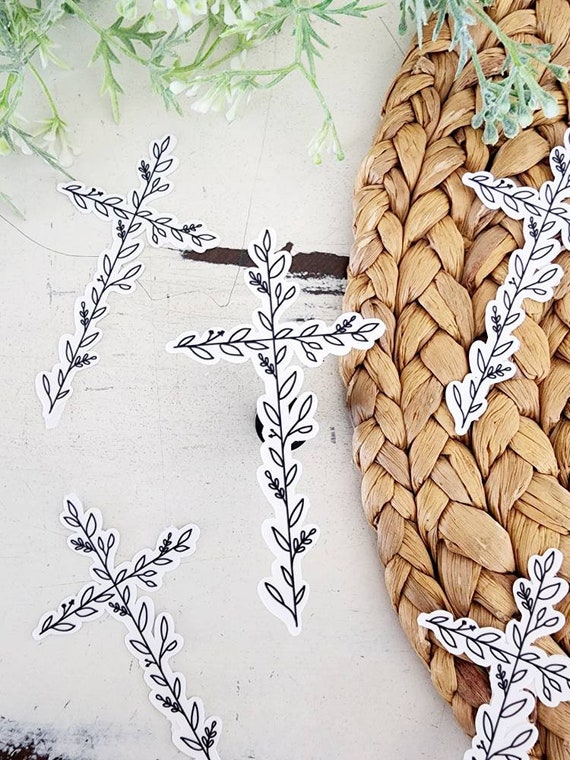 Cross Sticker Floral Cross Sticker Stickers L Vinyl - Etsy