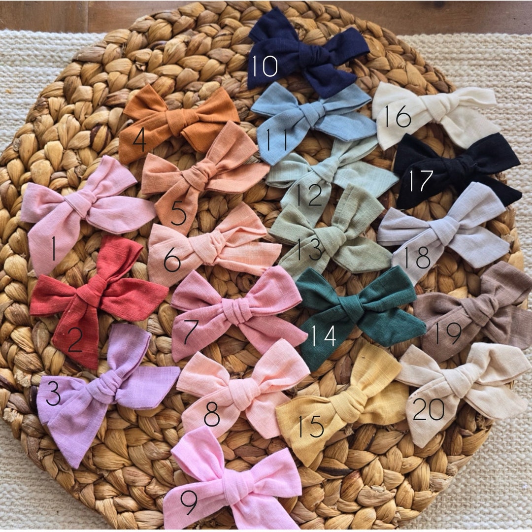 Linen Bows | Linen Hair Bows | Linen Baby Hair Bow | Linen Toddler Hair ...