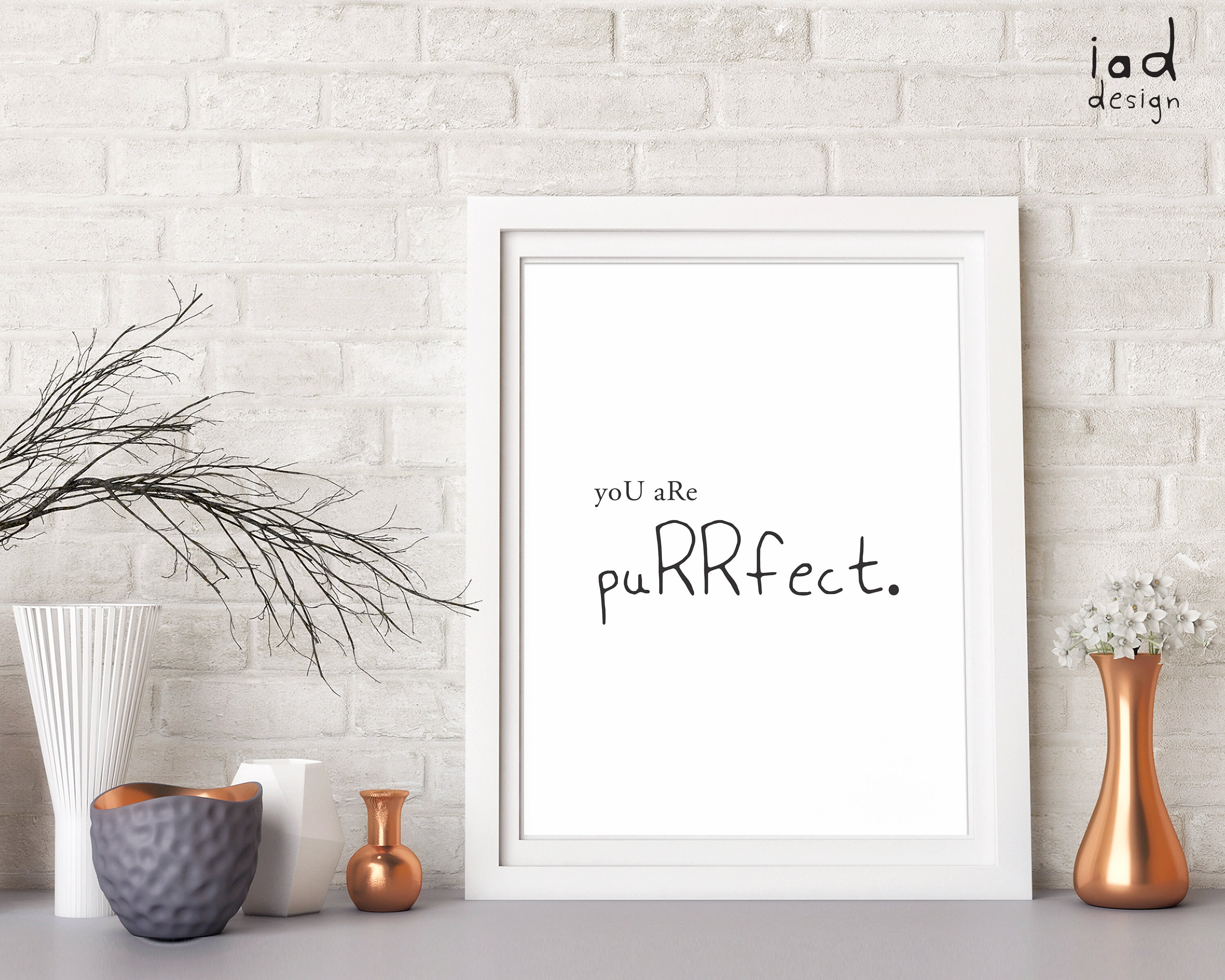 You Are Purrfect. Printable Art DP0021-01 Black & White Quote ...