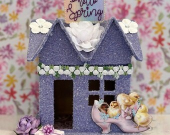 Spring Gltter House, Spring Decor, Spring Decoration, Glitter House ...