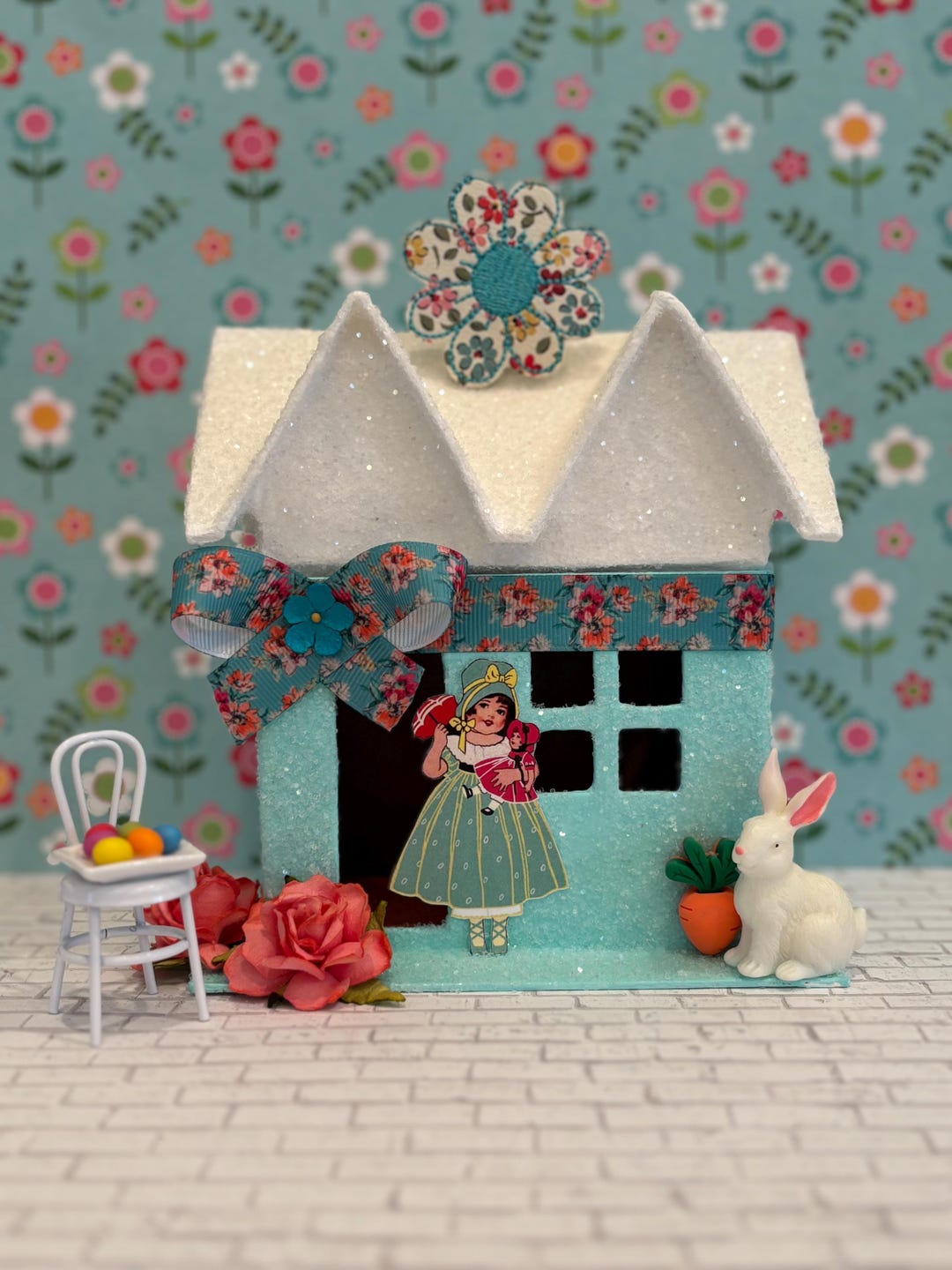 Spring Glitter House, Easter Glitter House, Spring Decor, Spring ...