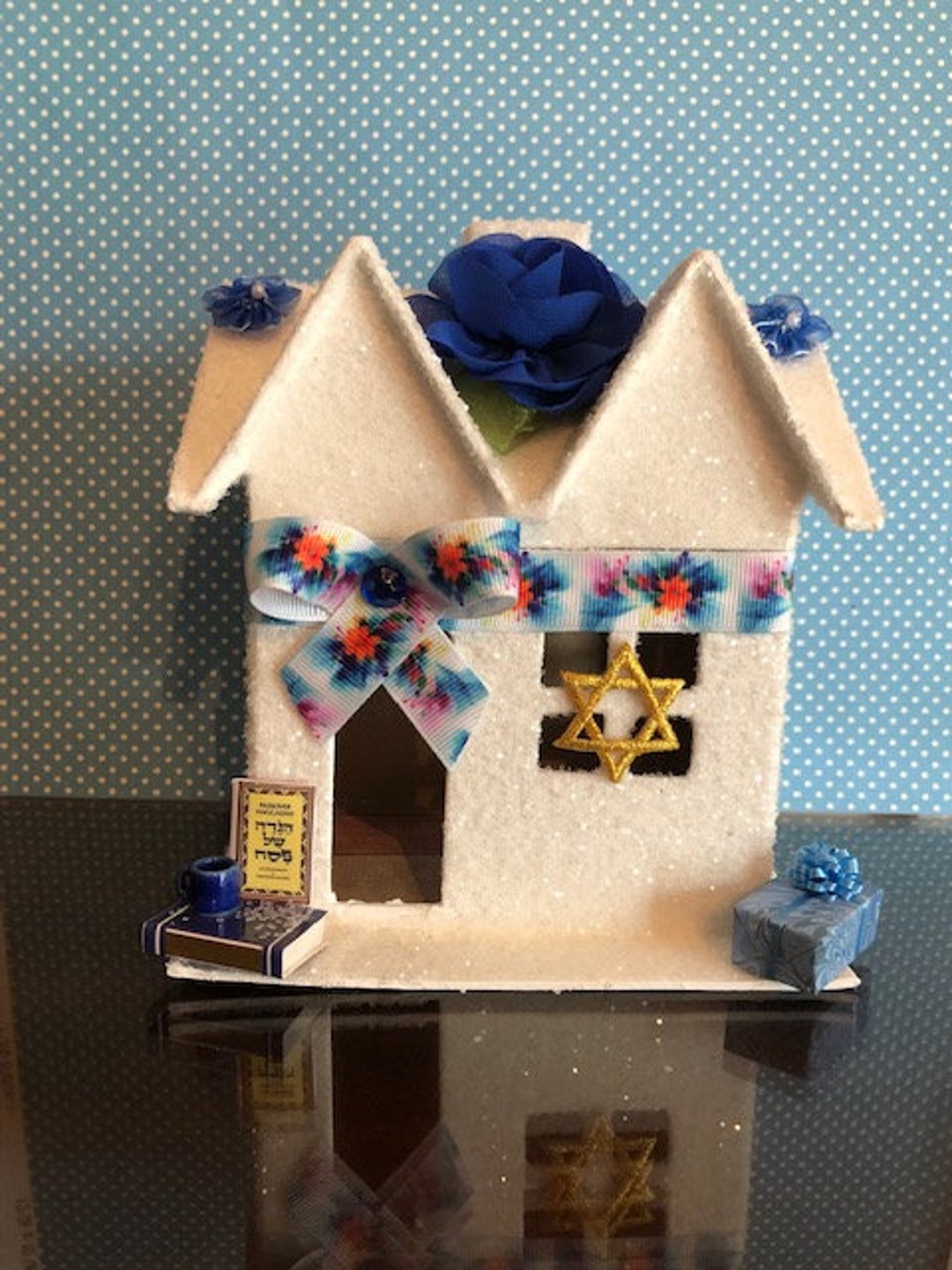 Passover Glitter House, Putz House, Paper Mache House, Jewish Miniature ...