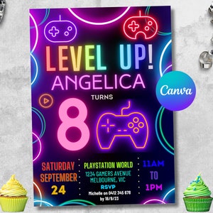 Editable Gamer Birthday Party Invitation, Playstation, XBOX, Nintendo ...