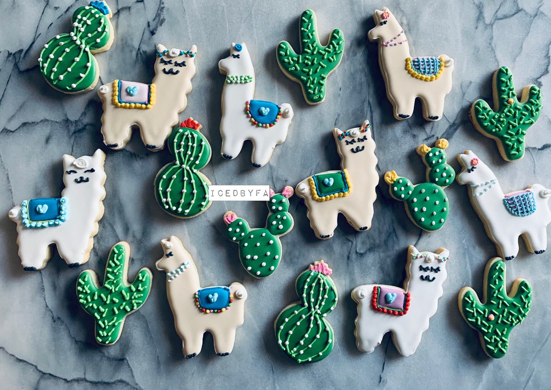 Llama and Cactus Cookies| Sugar Cookies - Etsy