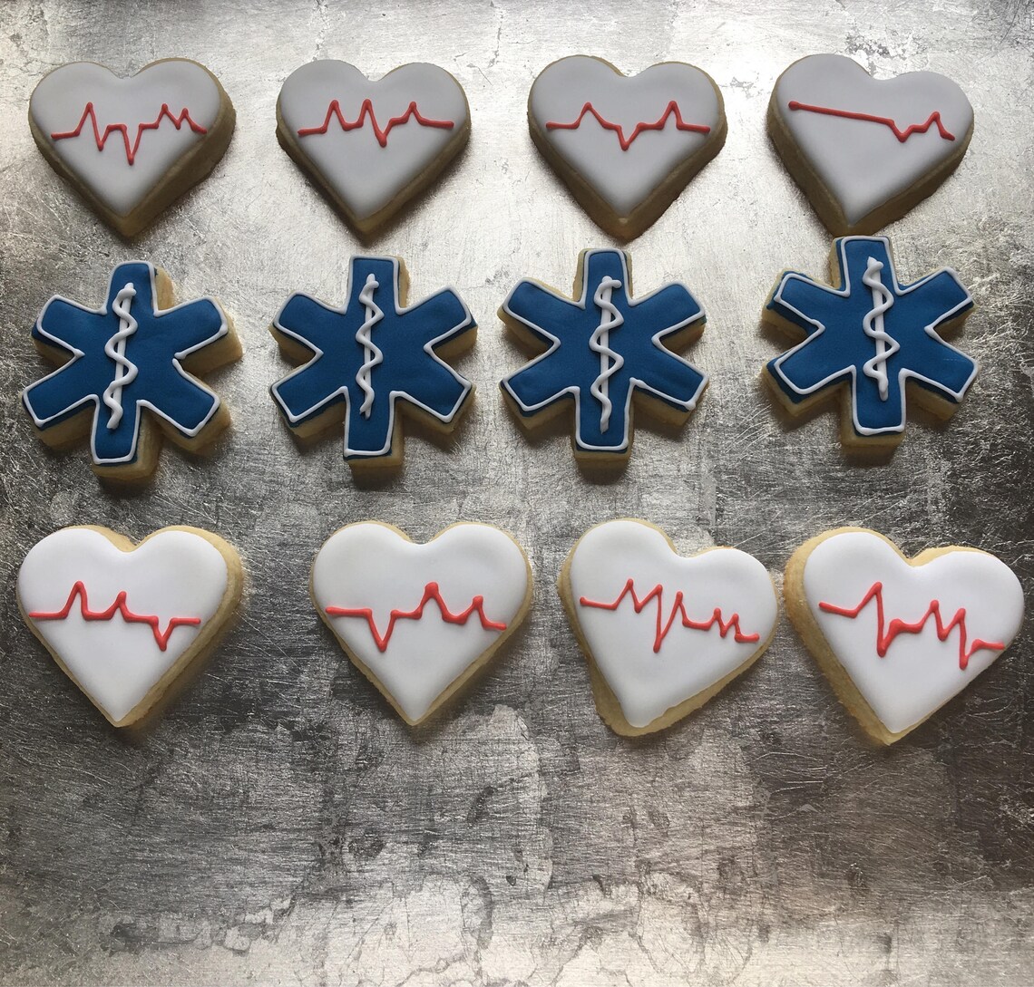 EKG Hearts Sugar Cookies Perfect for Gift Giving or | Etsy
