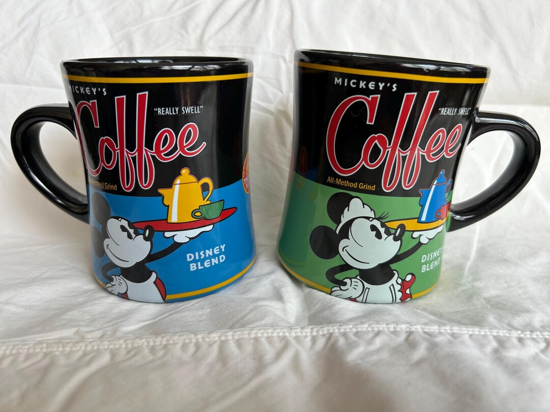 Two Disney Mickey and Minnie Coffee Mugs - Etsy