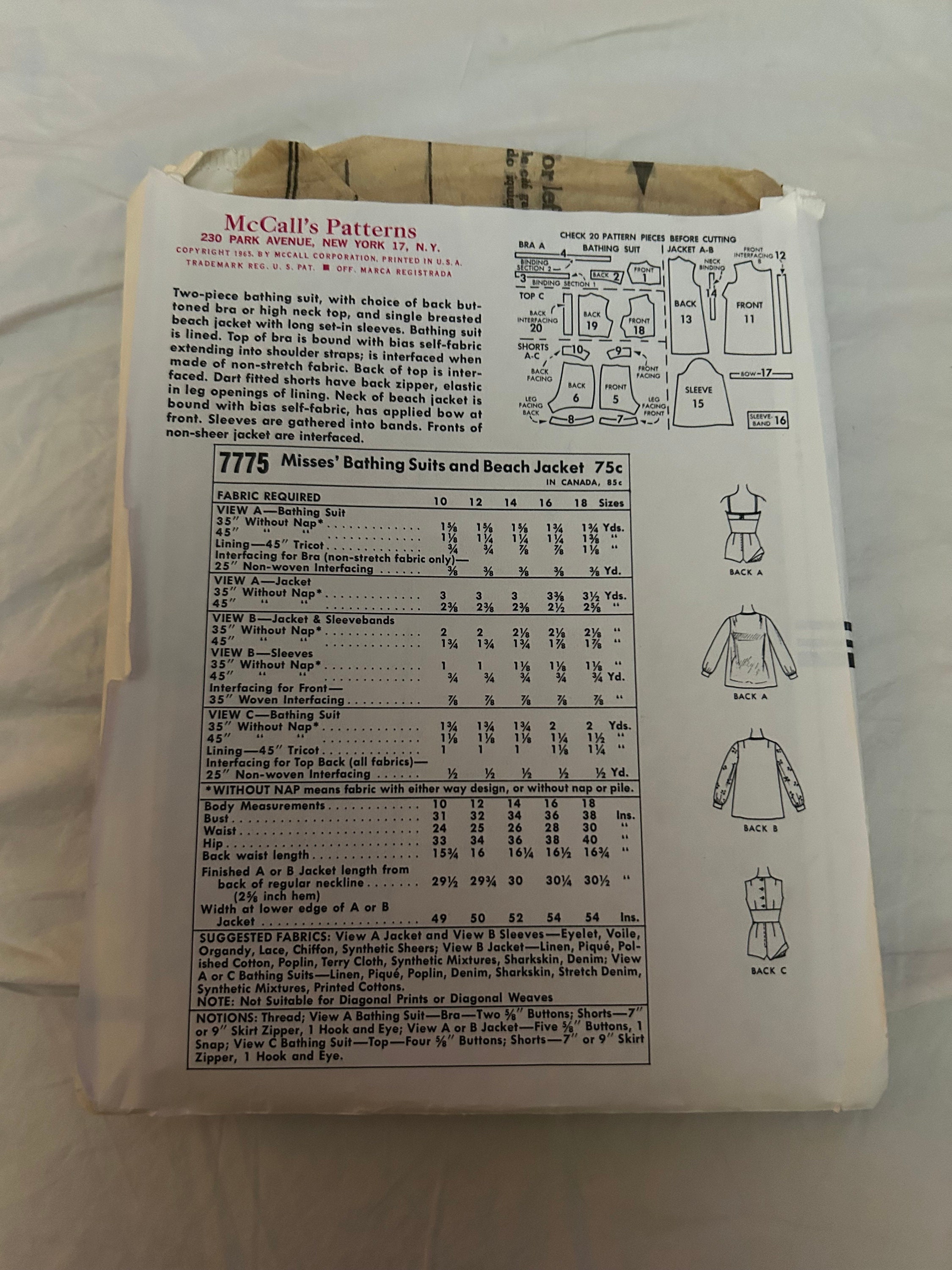 Vintage Mccall’s Sewing Pattern 7775 - Etsy
