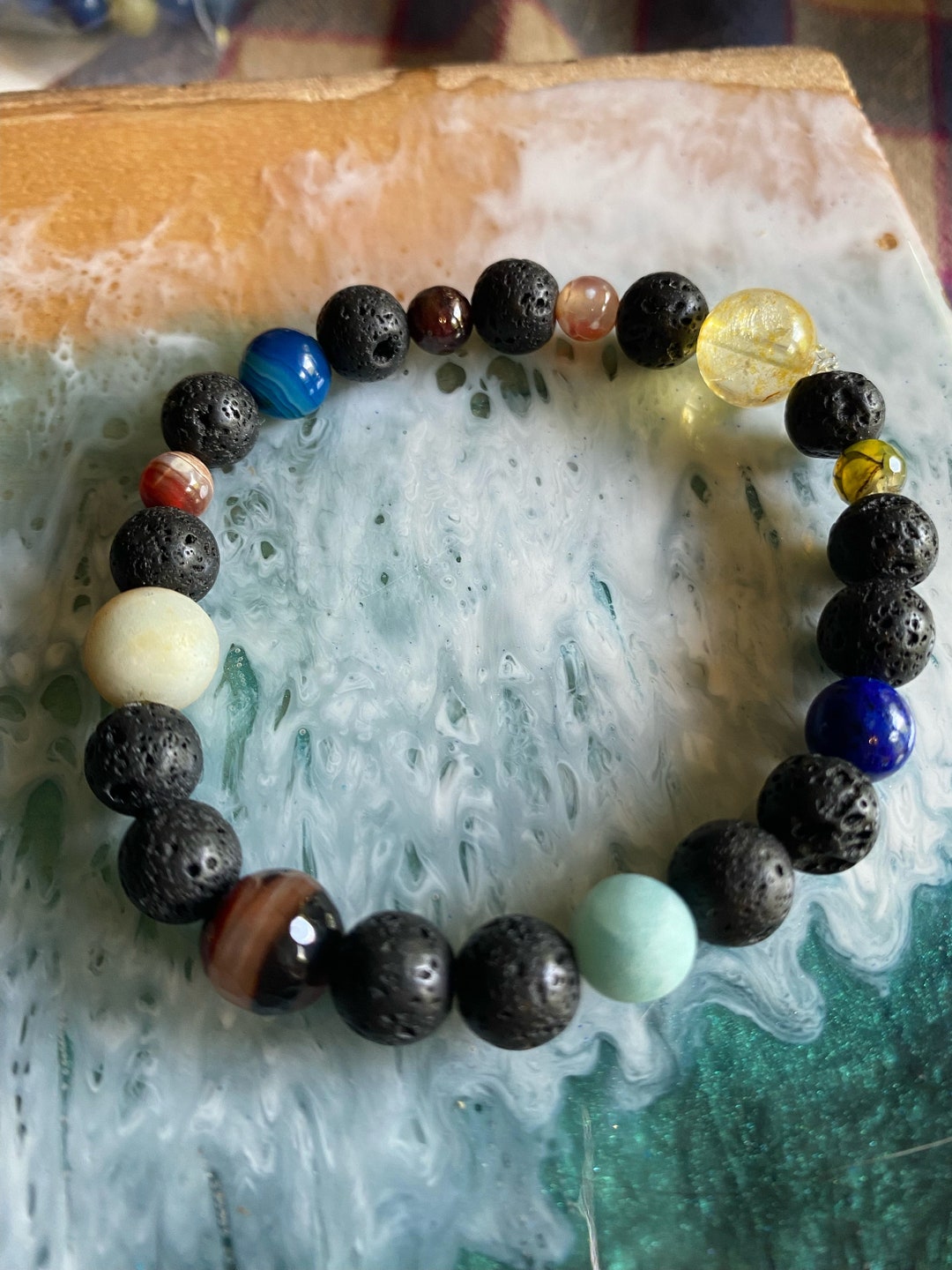 Solid Healing Stone Solar System Aromatherapy Bracelet - Etsy