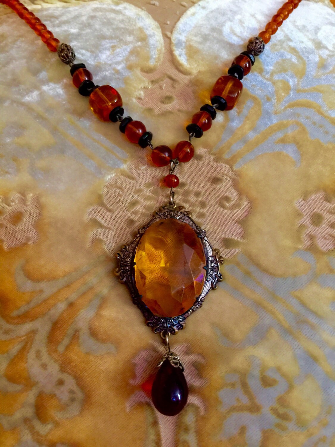 Vintage Amber 1920s Czech Flapper Necklace - Etsy