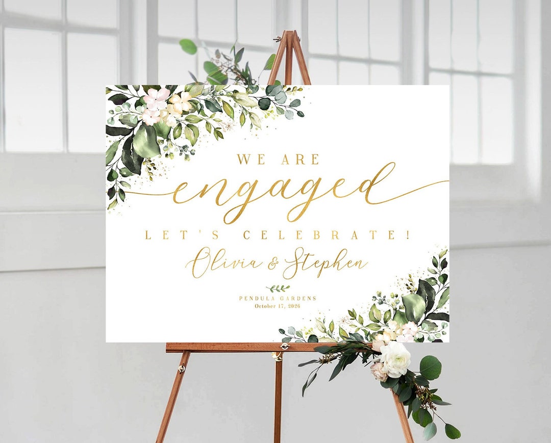 Engagement Party Sign, Engagement Welcome Sign, Greenery Engagement ...