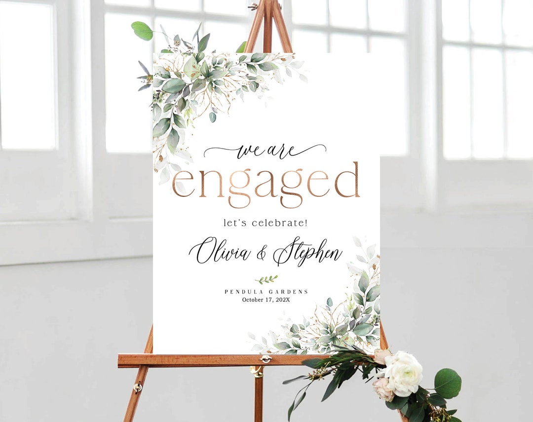 Engagement Welcome Sign, Engagement Party Sign, Greenery Engagement ...