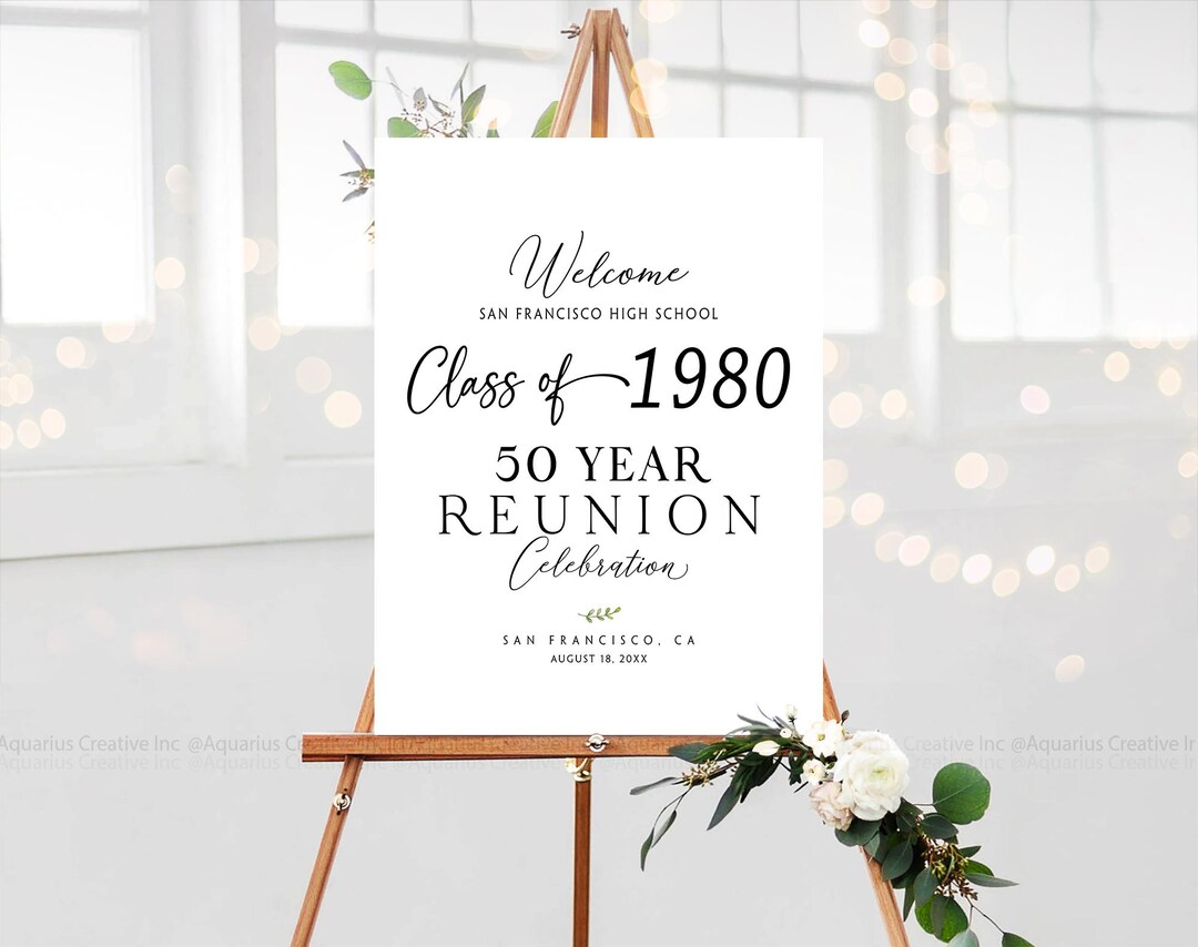 Reunion Welcome Sign, Class Reunion Welcome Sign, 50th Class Reunion ...