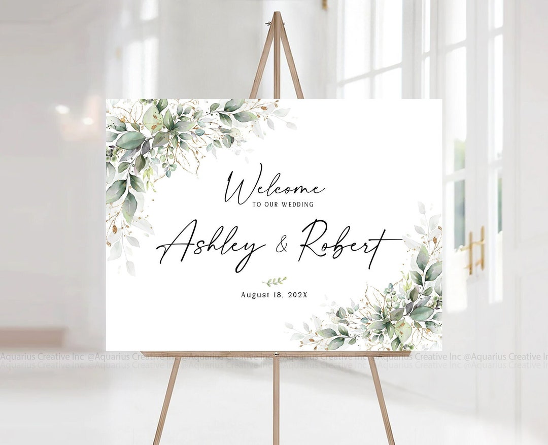 Wedding Welcome Sign, Eucalyptus Wedding Signs, Eucalyptus Greenery ...