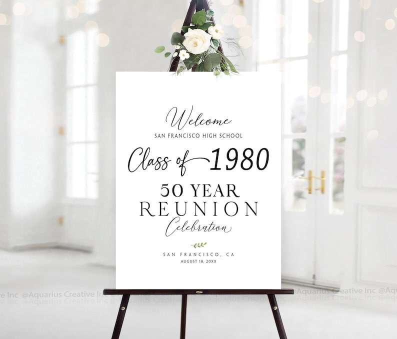 Reunion Welcome Sign, Class Reunion Welcome Sign, 50th Class Reunion ...