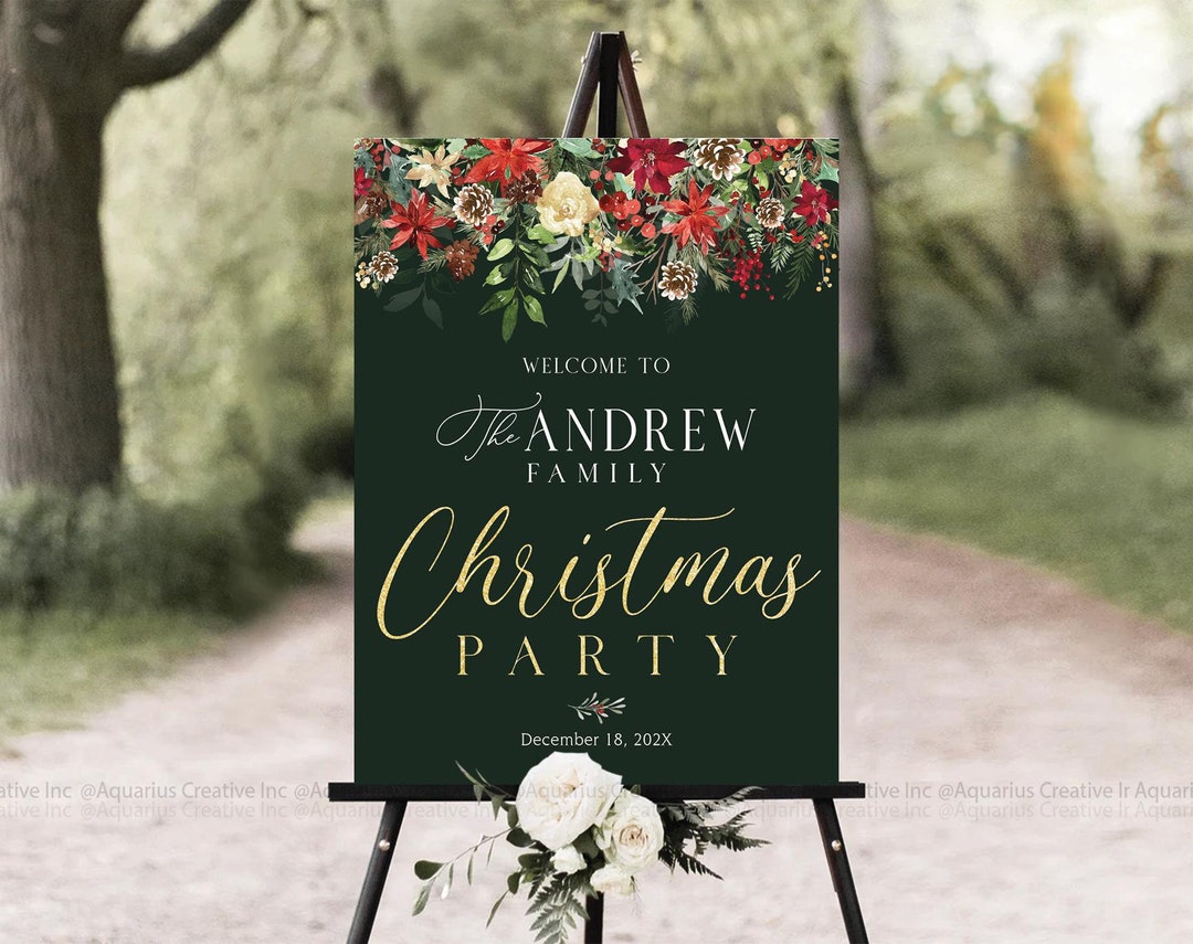 Christmas Party Decor, Christmas Party Welcome Sign, Winter Welcome ...