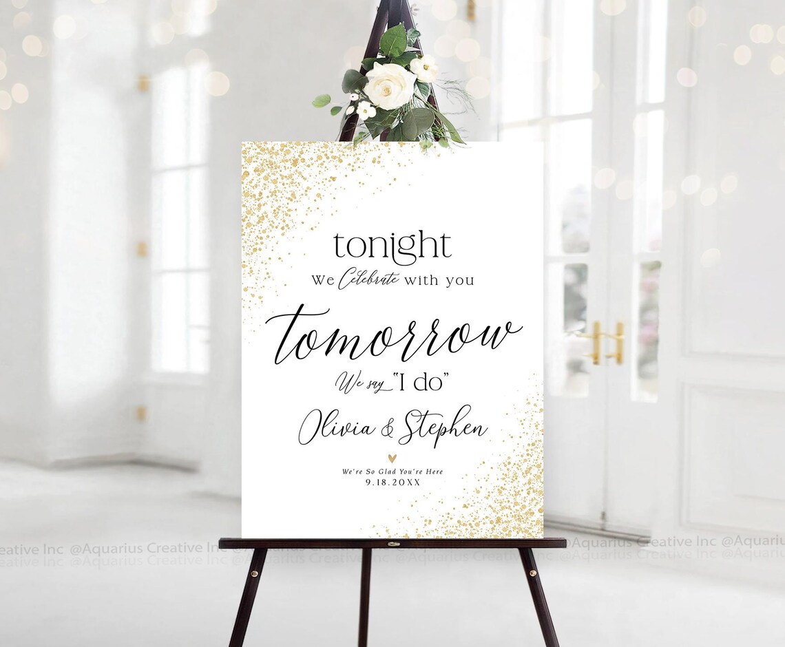 Rehearsal Signs, the Night Before Sign, Rehearsal Dinner Sign, Wedding ...
