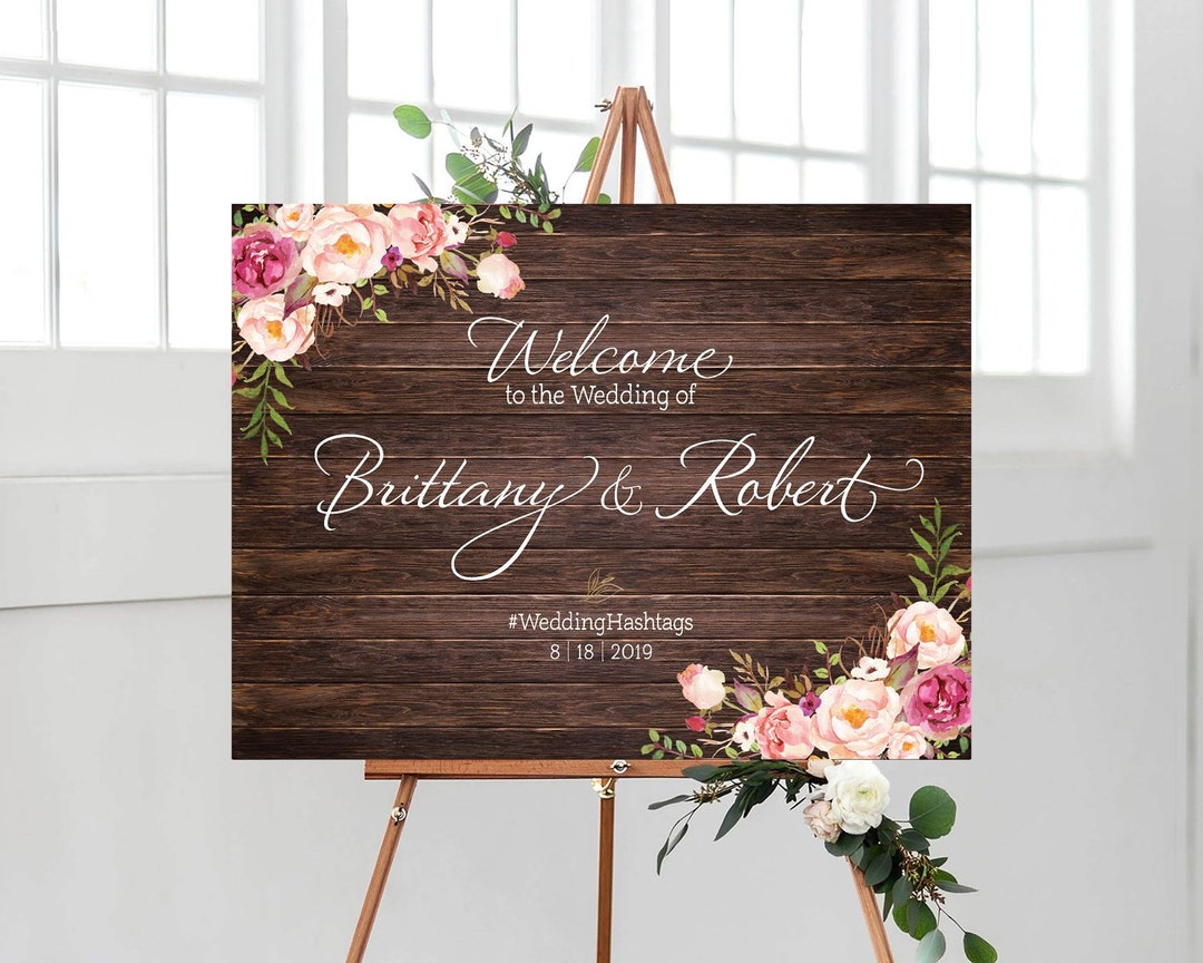Wedding Welcome Signs, Wood Wedding Sign, Rustic Wedding Sign, Burgundy ...