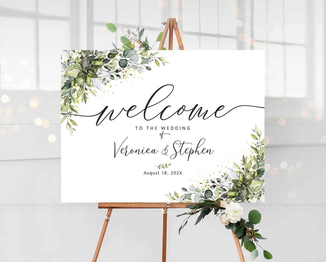 Greenery Wedding Signs, Wedding Welcome Sign, Wedding Signs, Greenery ...