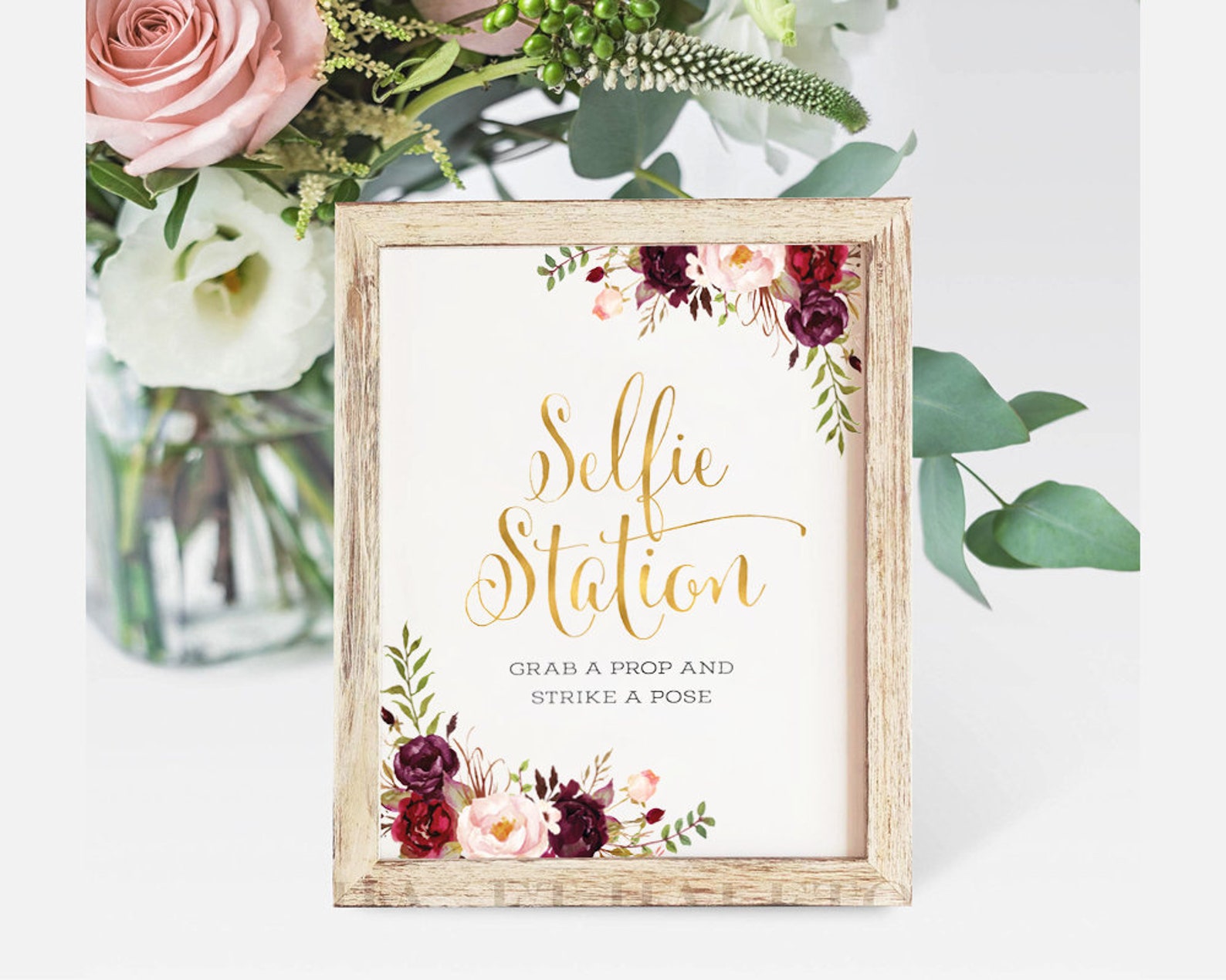 Selfie Station Sign, Photo Booth Sign, Grab a Prop, Strike a Pose Sign ...