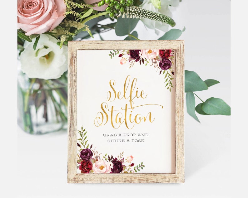 Selfie Station Sign, Photo Booth Sign, Grab a Prop, Strike a Pose Sign ...