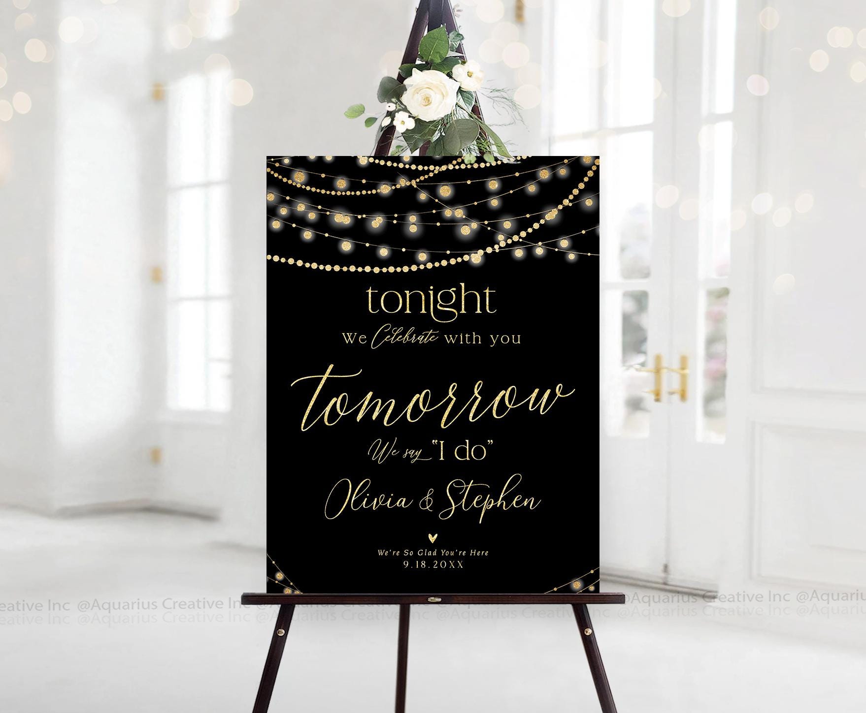 Rehearsal Dinner Sign, Rehearsal Signs, the Night Before Sign ...
