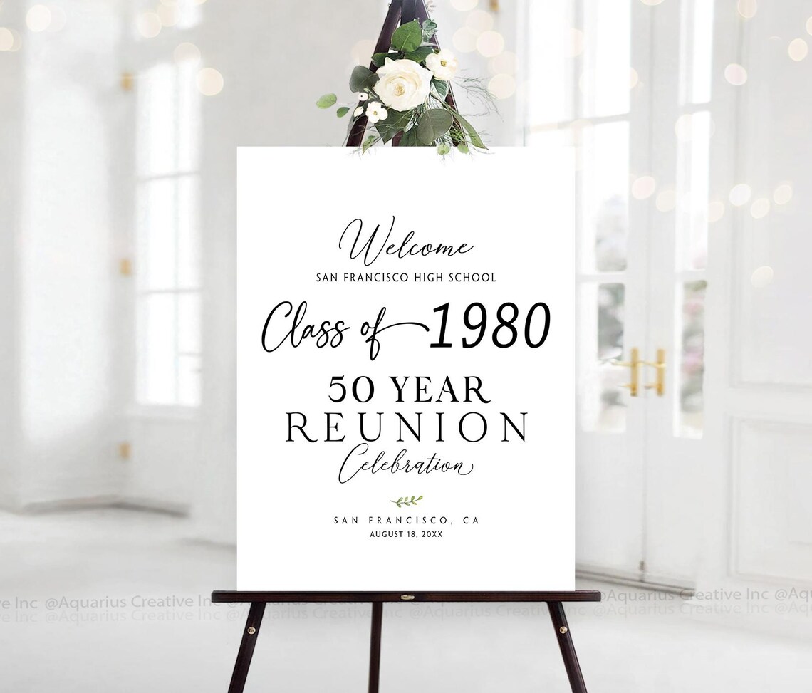 Reunion Welcome Sign, Class Reunion Welcome Sign, 50th Class Reunion ...