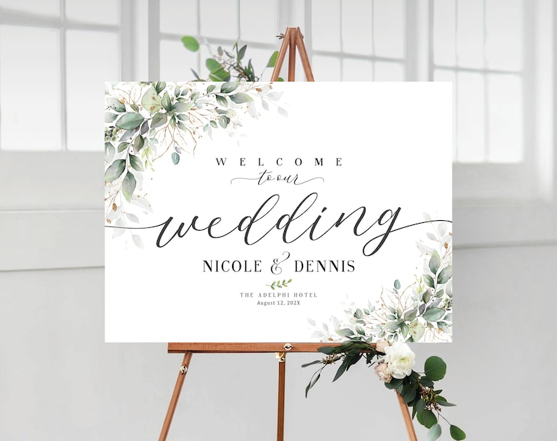 Greenery Wedding Sign Greenery Welcome Sign Wedding Welcome - Etsy