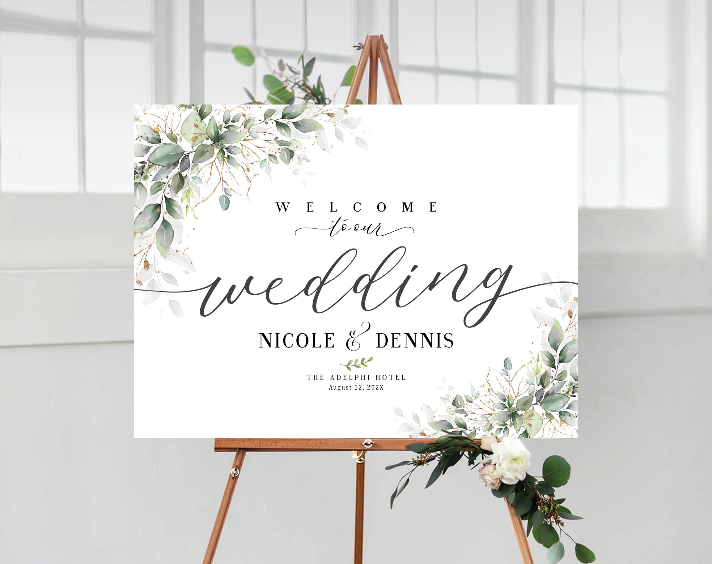 Greenery Wedding Sign Greenery Welcome Sign Wedding Welcome - Etsy