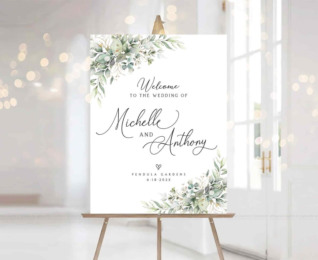 Wedding Welcome Sign, Eucalyptus Wedding Signs, Eucalyptus Greenery ...