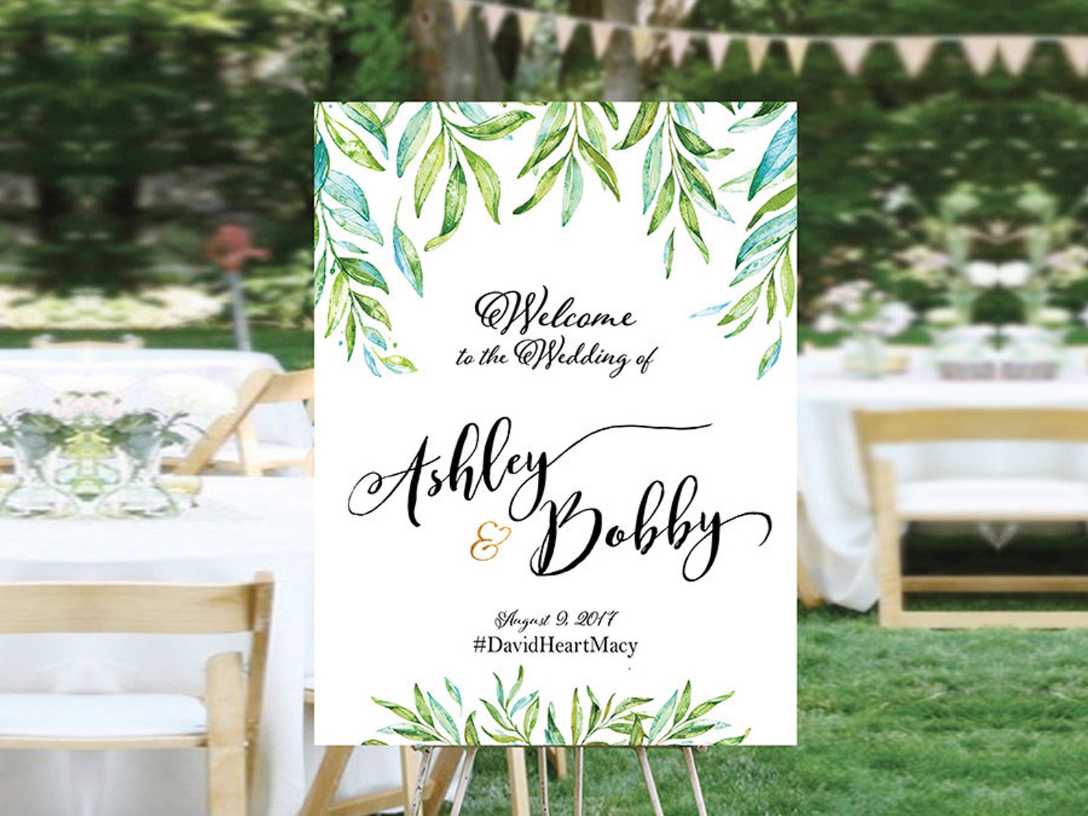 Greenery Wedding Sign Greenery Wedding Welcome Sign Wedding | Etsy