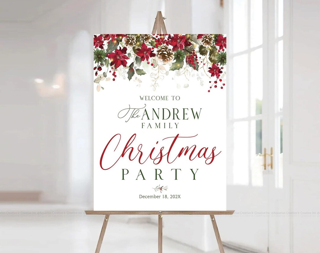 Christmas Party Decor, Christmas Party Welcome Sign, Winter Welcome ...