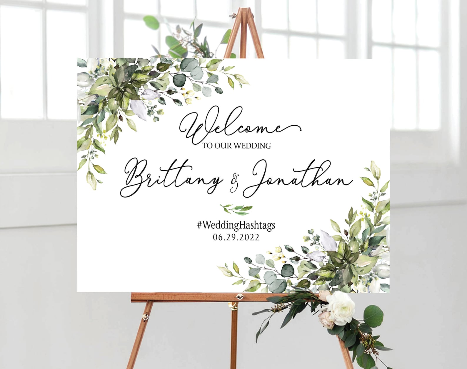 Greenery Wedding Sign Greenery Welcome Sign Wedding Welcome - Etsy