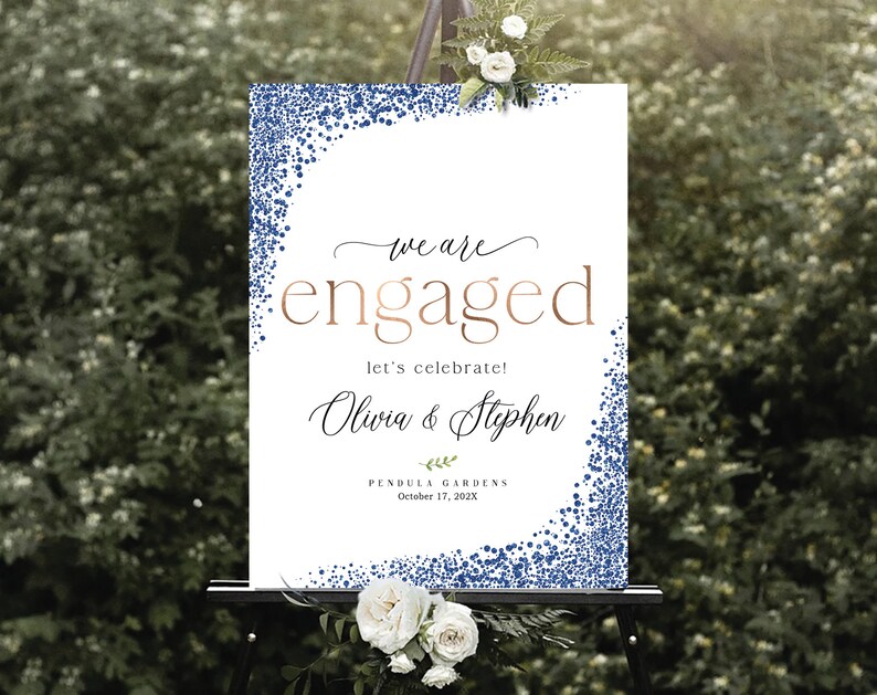 Engagement Welcome Sign Engagement Party Sign Gold Polka - Etsy