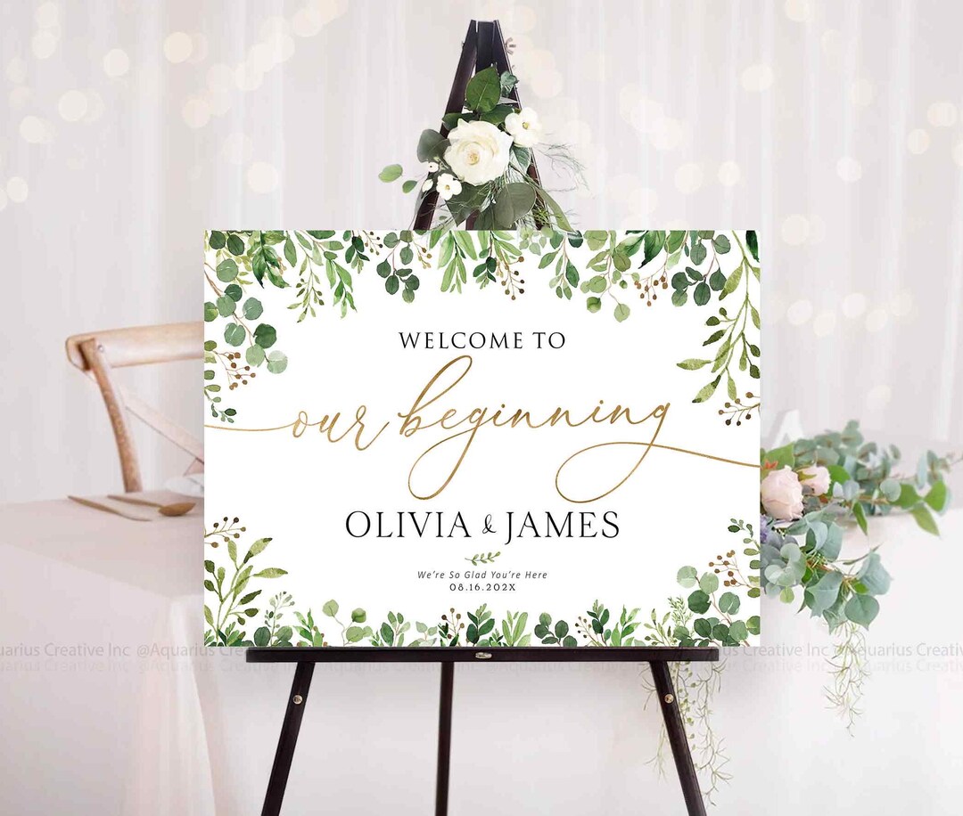 Wedding Welcome Sign, Greenery Wedding Sign, Greenery Welcome Sign ...