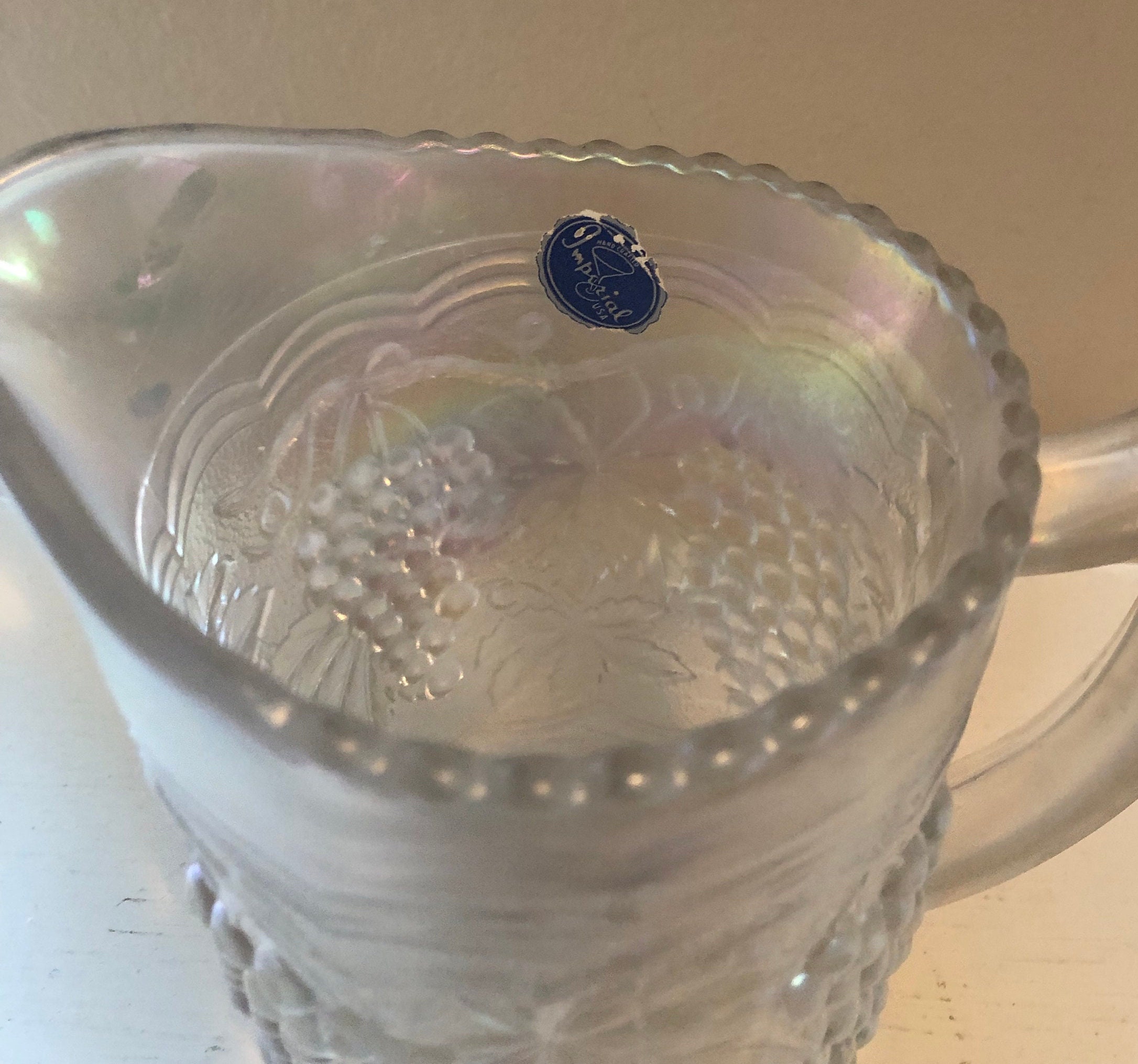 Imperial Glass Vintage Grapes Carnival Opalescence White Depression ...