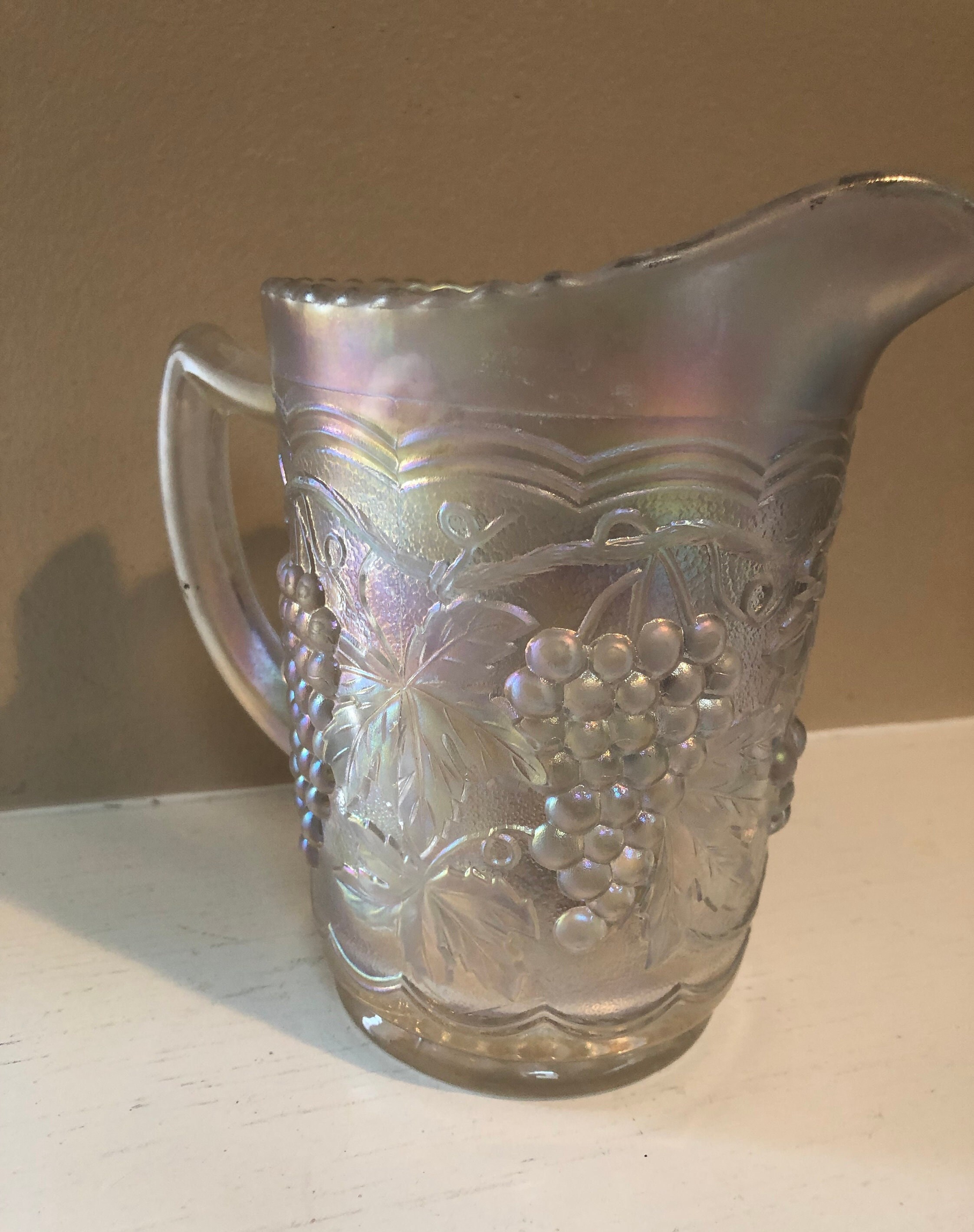 Imperial Glass Vintage Grapes Carnival Opalescence White Depression ...