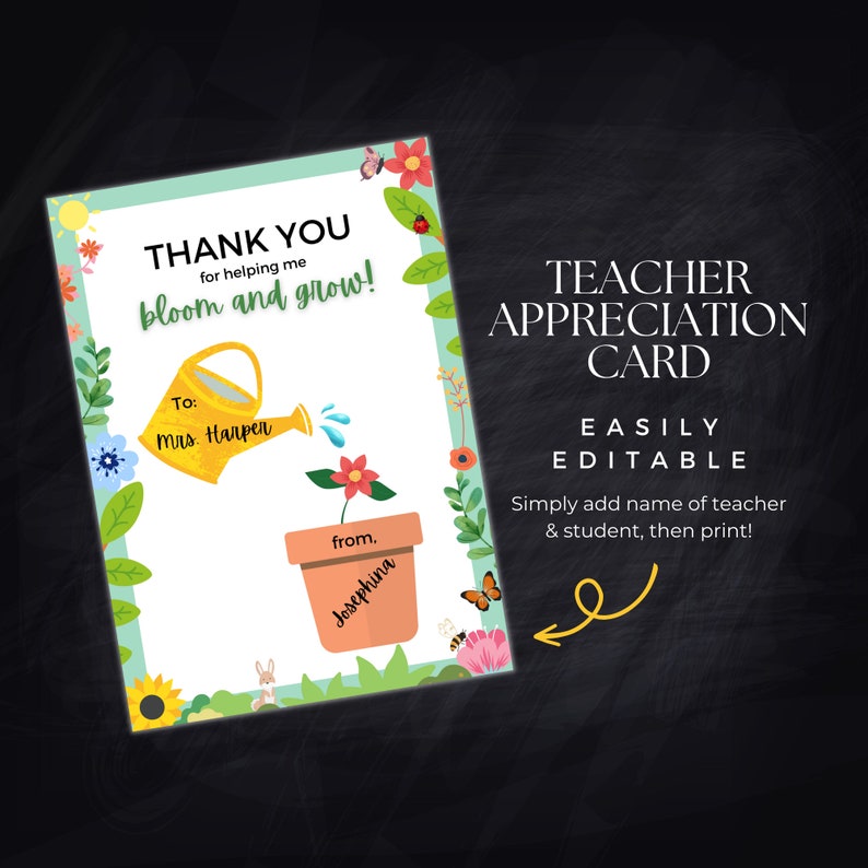 Teacher Appreciation Gift Tag Editable Teacher Appreciation - Etsy