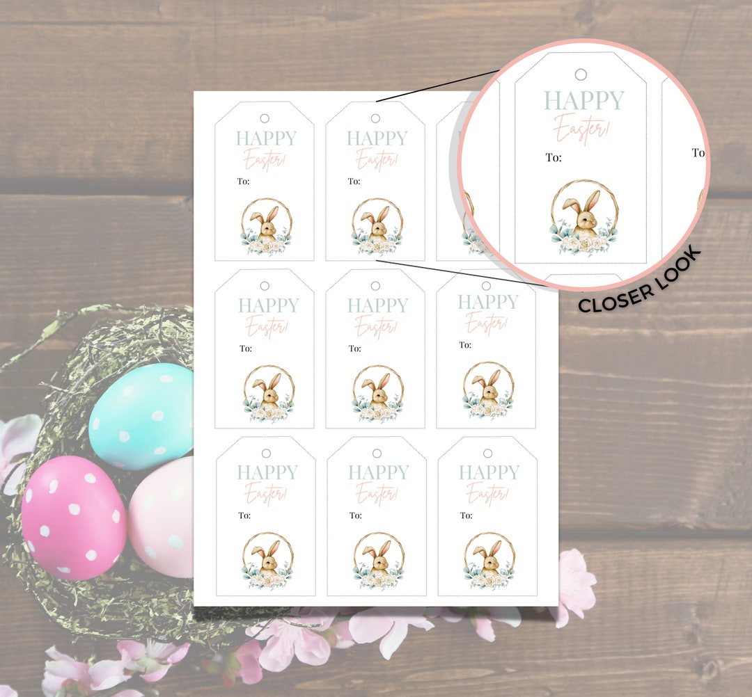 Easter Basket Tag Printable, Handmade Easter Tags, Easter Egg Hunt Tags ...