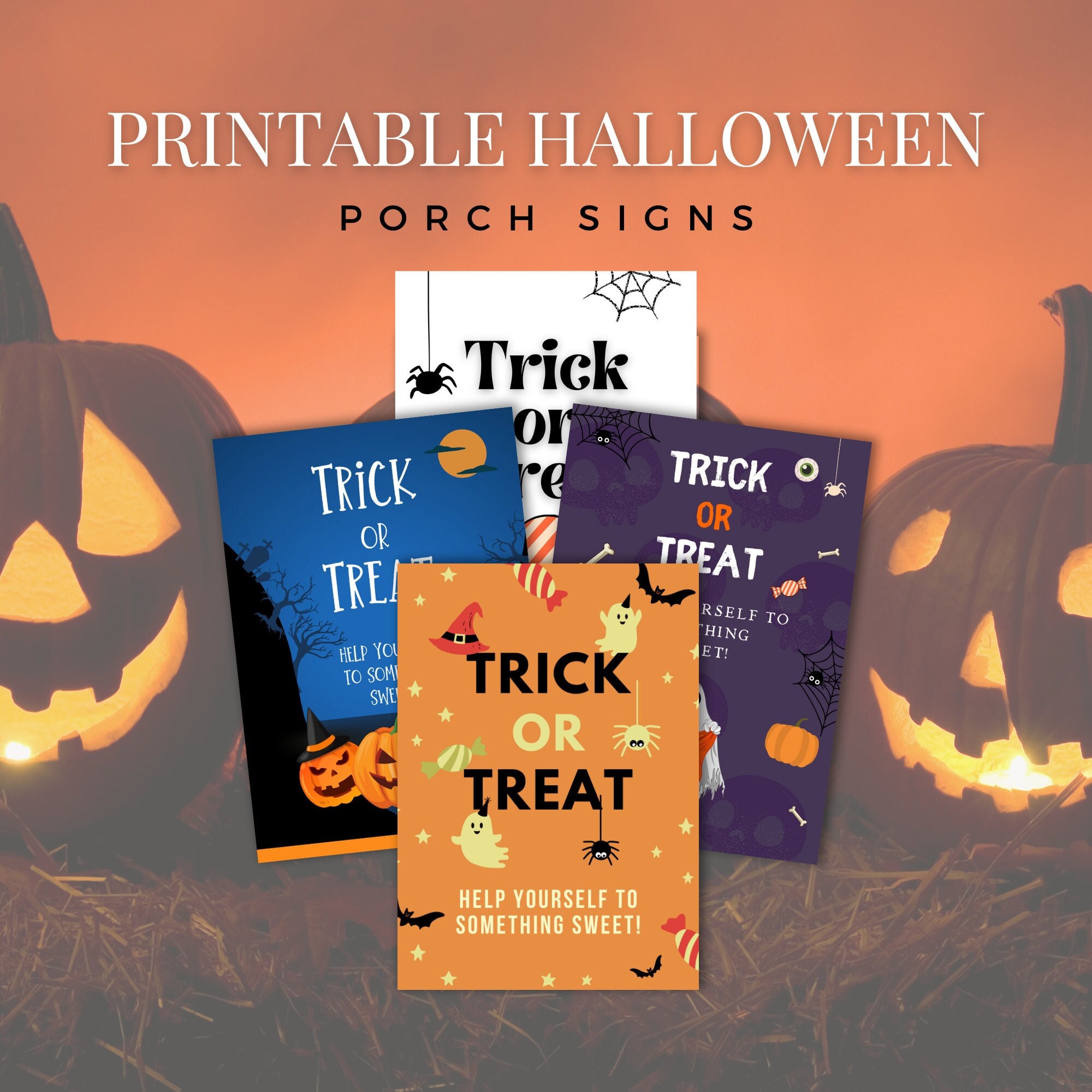 Halloween Take a Treat Sign, Printable Halloween Porch Sign, Happy ...