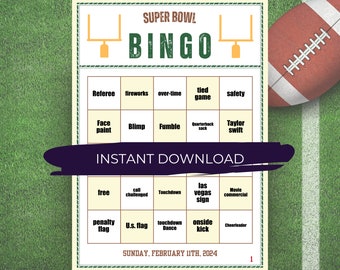 Superbowl Bingo Cards 2024 - Etsy