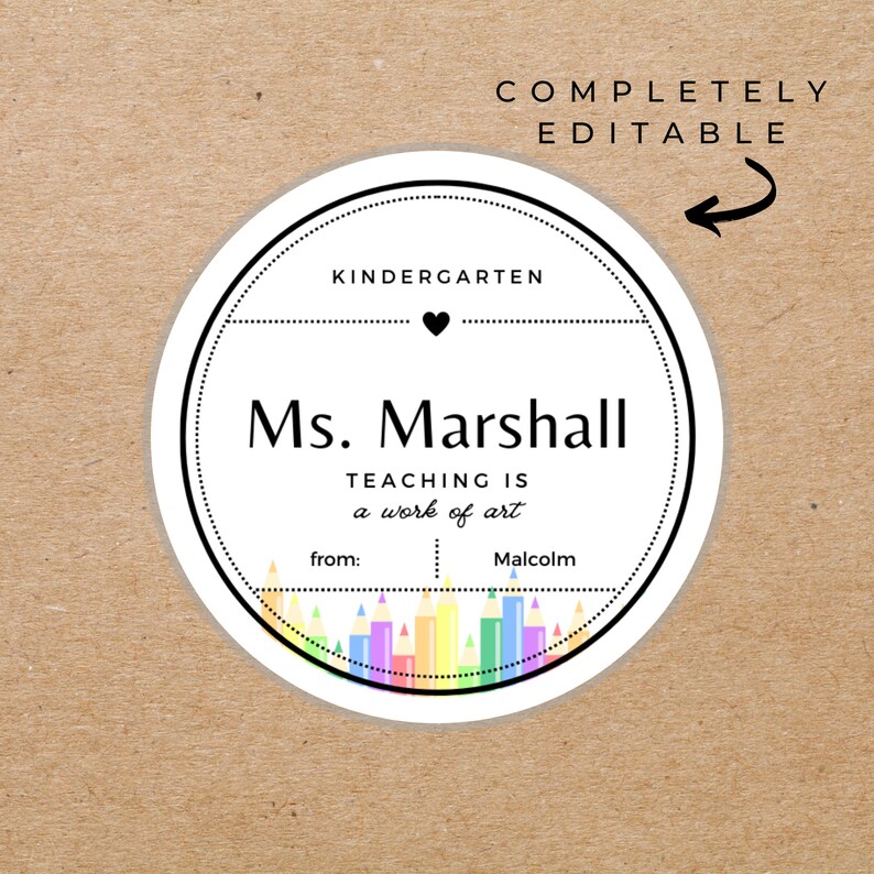 Teacher Appreciation Sticker Template Teacher Appreciation - Etsy