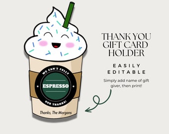Printable Starbucks Gift Card Holder: Teacher Appreciation (editable ...