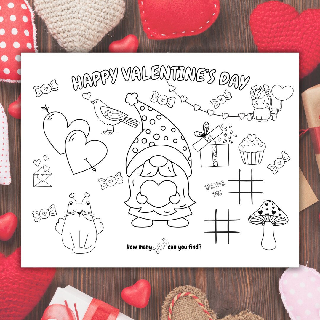 Valentine Coloring Page, Valentine Bingo Printable, Valentine Games ...