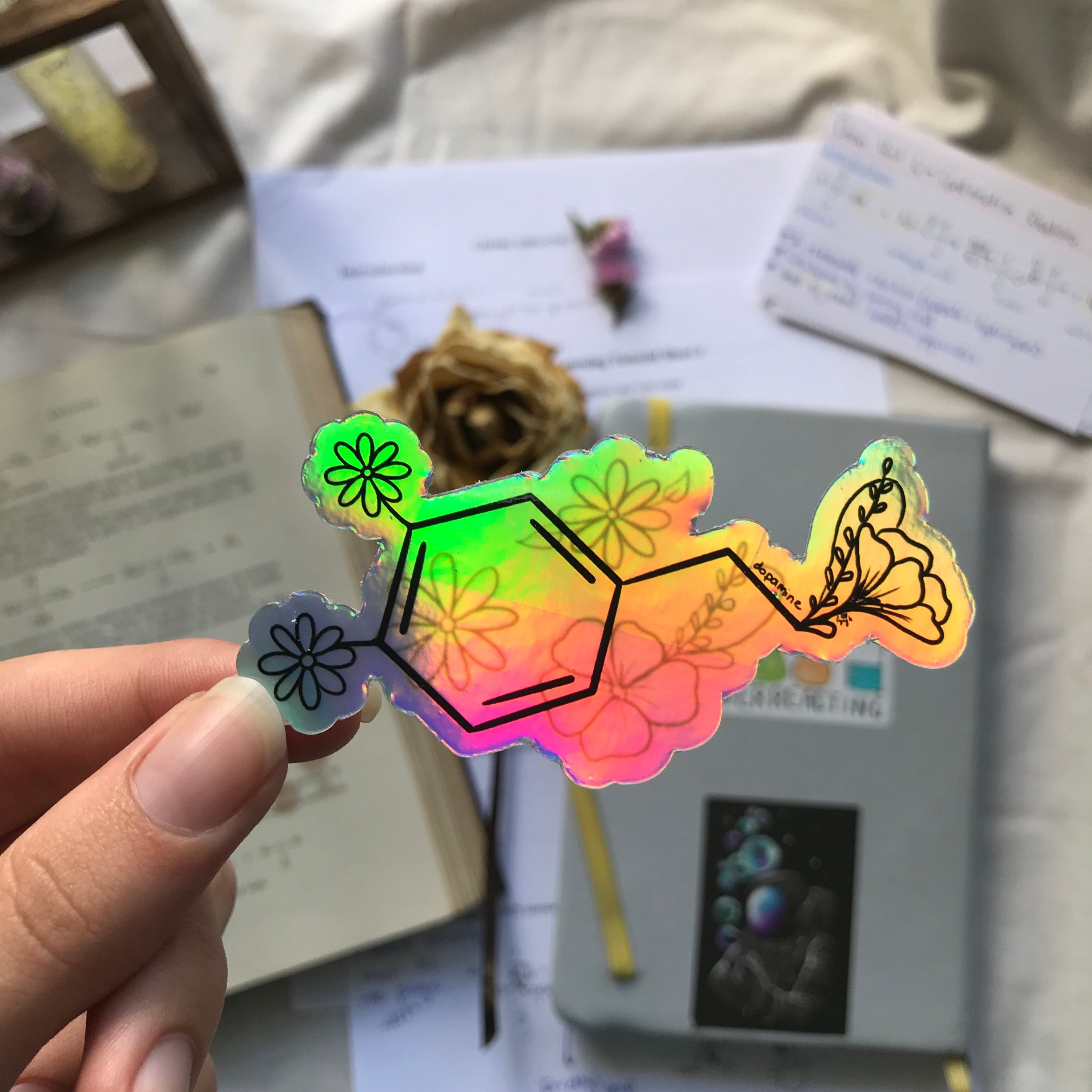 Holographic Dopamine Vinyl Sticker Reward Chemical Happy - Etsy