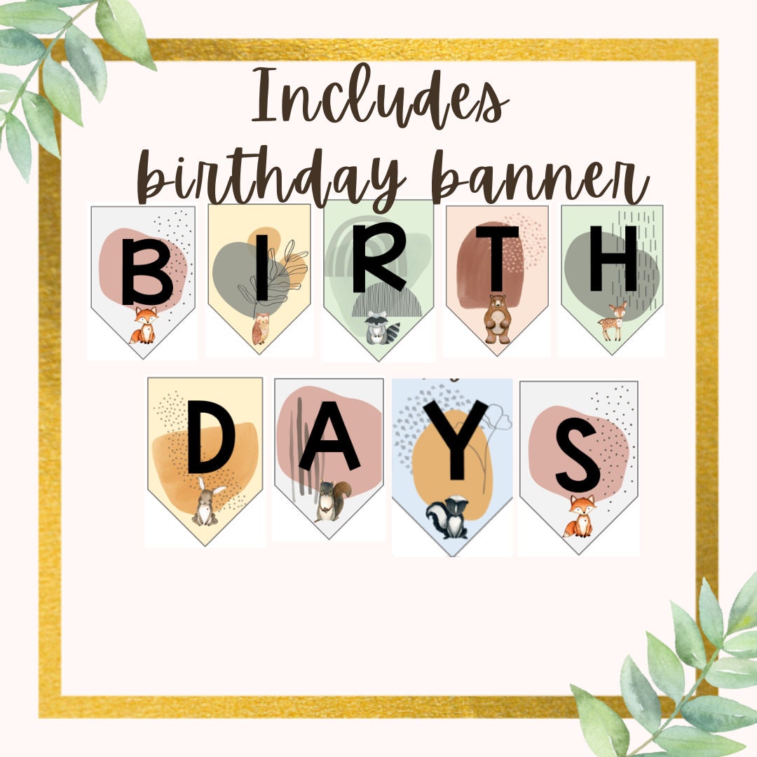 Boho Forest Woodland Classroom Birthday Display - Etsy