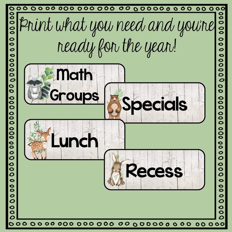 Editable Forest Woodland Class Schedule Decor Set - Etsy